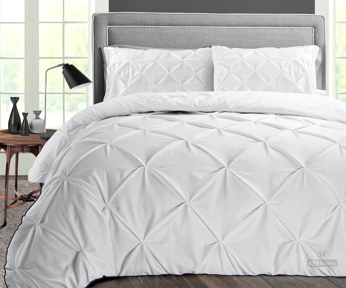 SGI Microfiber Comforter Set Queen Size White Pinch 3 Piece - Walmart.com