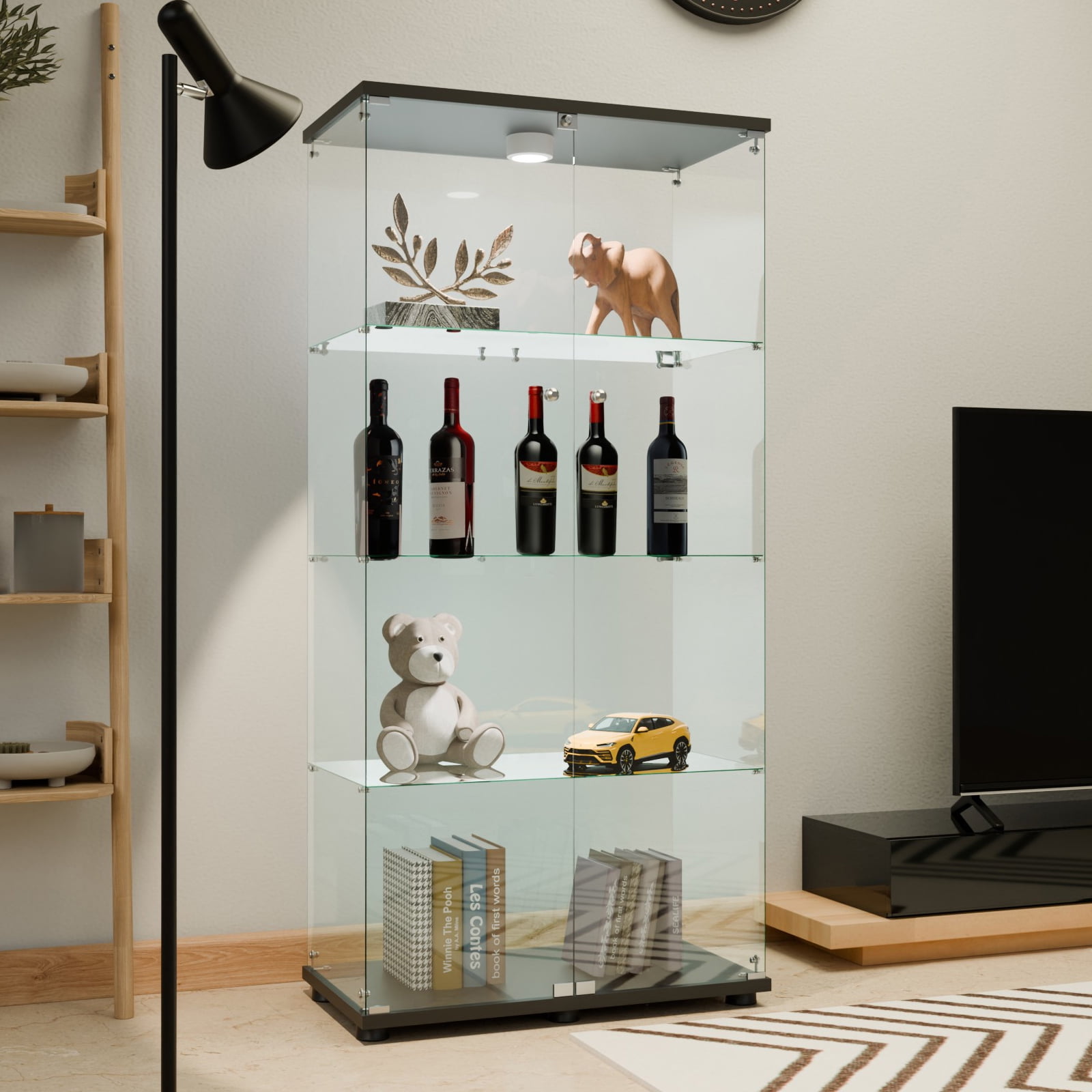 Click here for Noble House Led Lights Glass Display Cabinet 4 She... prices