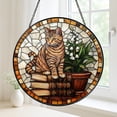 Cat Window Scene with Plants Stained Glass Style Window Suncatcher ...