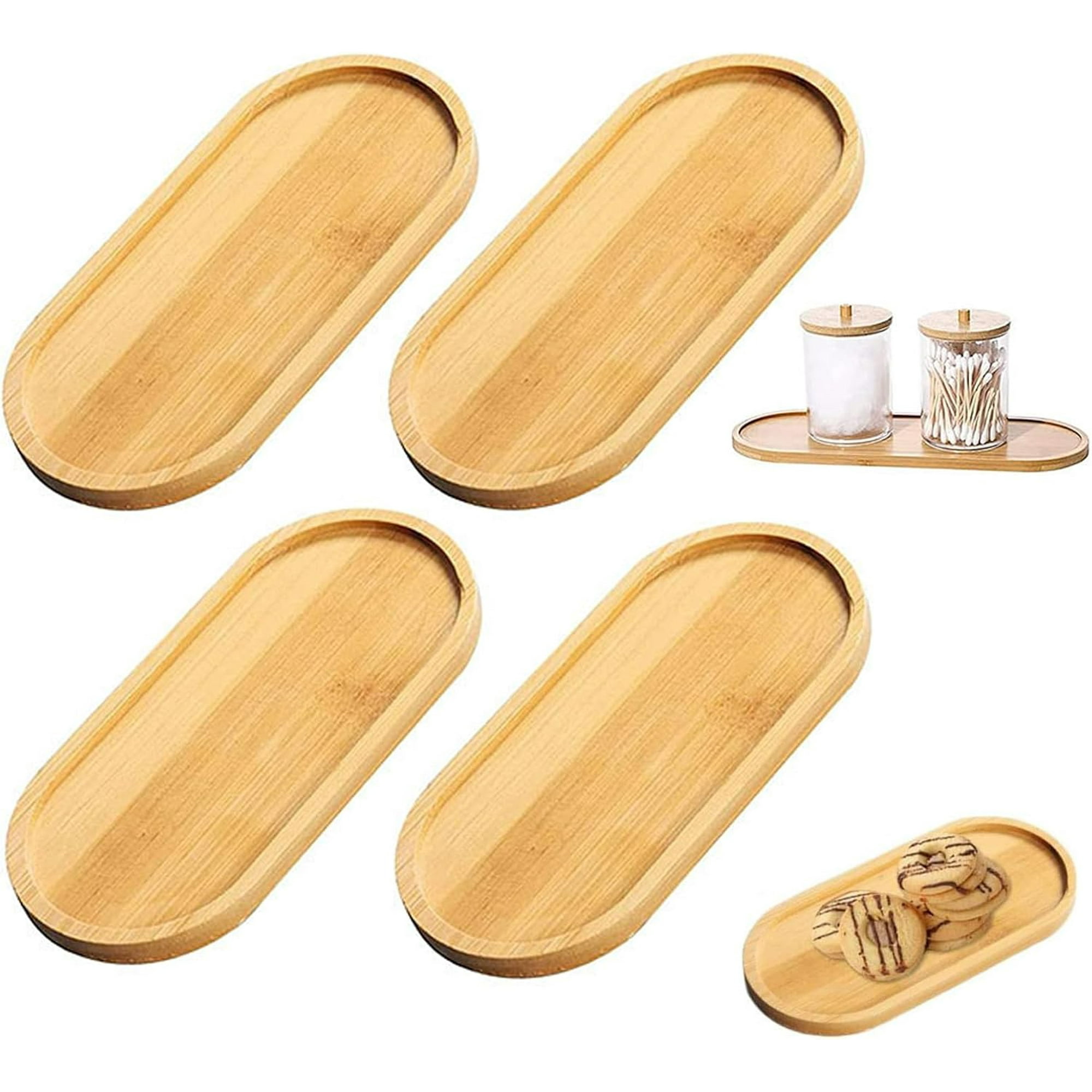 Click here for Nielieping Oval Bamboo Trays 4 Pieces Bamboo Servi... prices