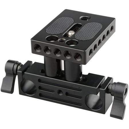 DSLR Baseplate Mount with Railblock Height Riser for 15mm Rail Rod ...