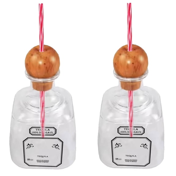 Reusable Patron Liquor Bottle Cups with Straw, Clear Cup with Straw ...