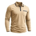BRGZLK Men's Polo Shirts Fall Stylish Color Block Long Sleeve Zipper ...