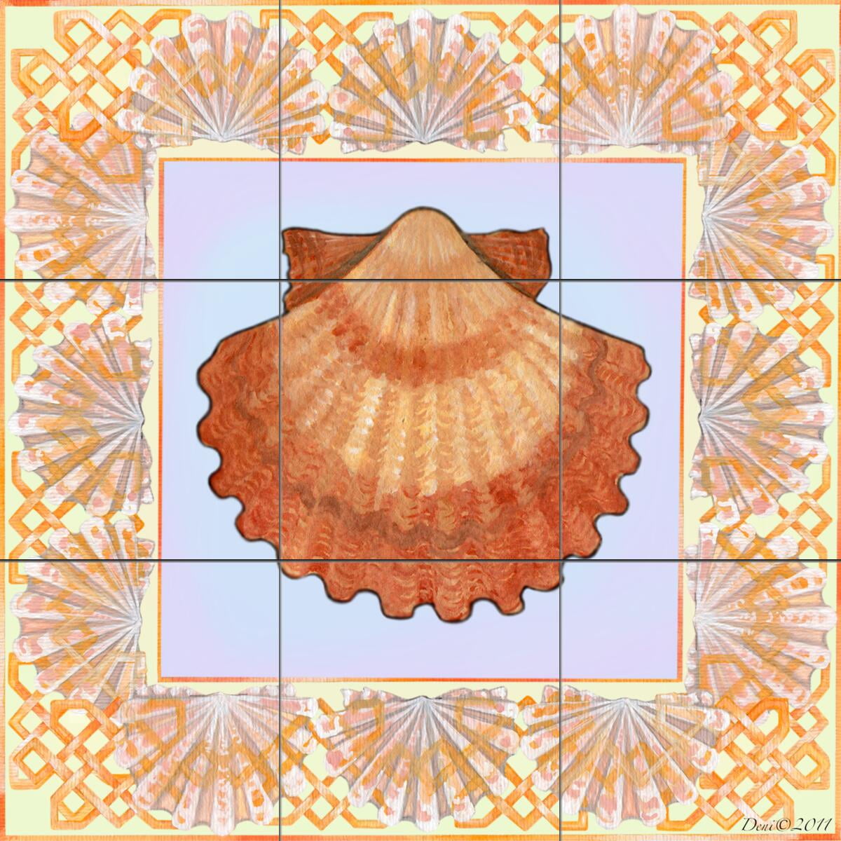 Tile Mural Bathroom Backsplash - Seashell Square 6-DF - by Denise ...