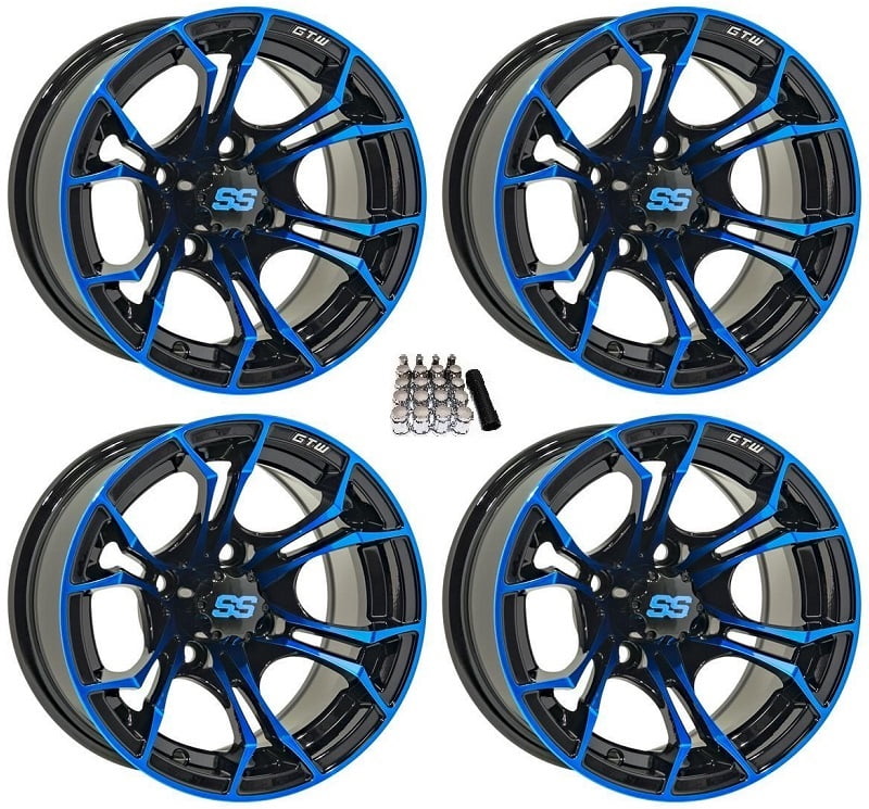 GTW Spyder 12" Golf Cart Wheels/Rims Blue Yamaha - Walmart.com