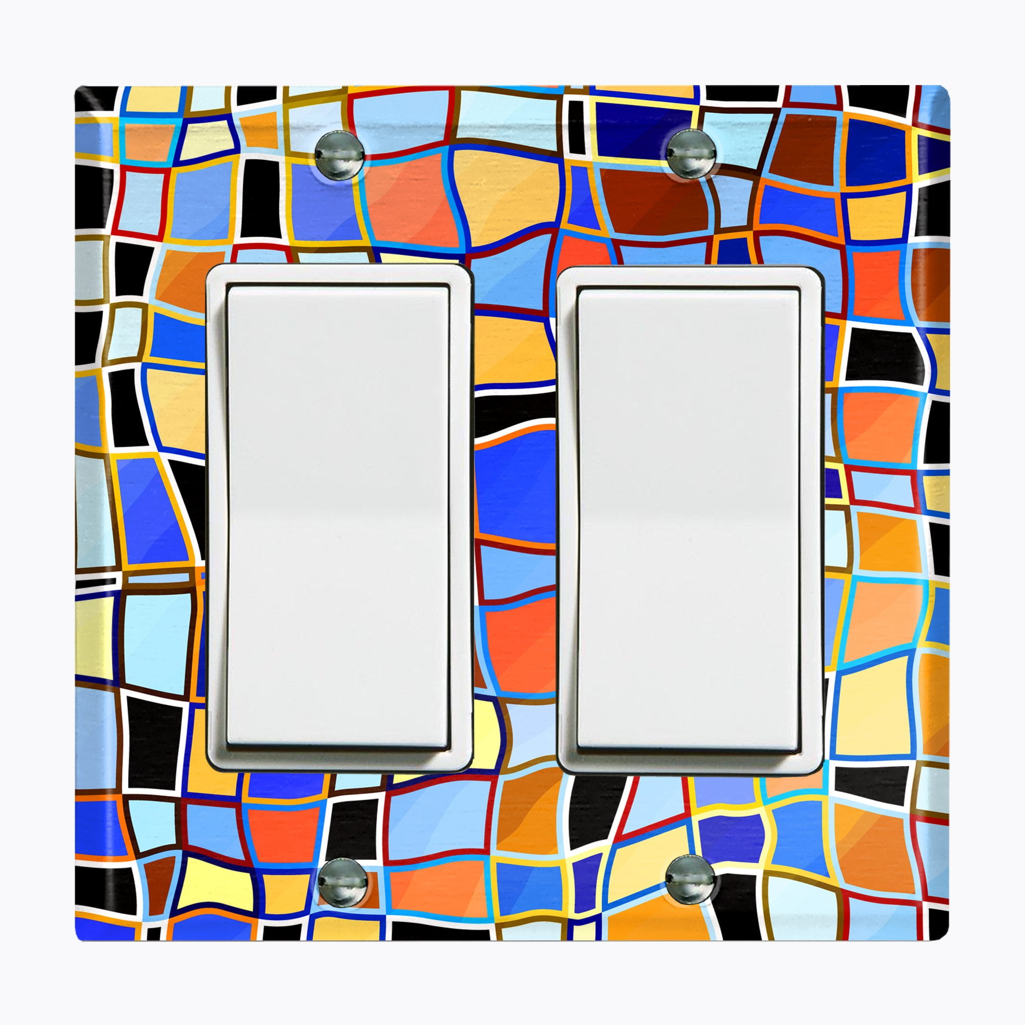 Metal Light Switch Plate Outlet Cover (Stained Glass Window Tile ...