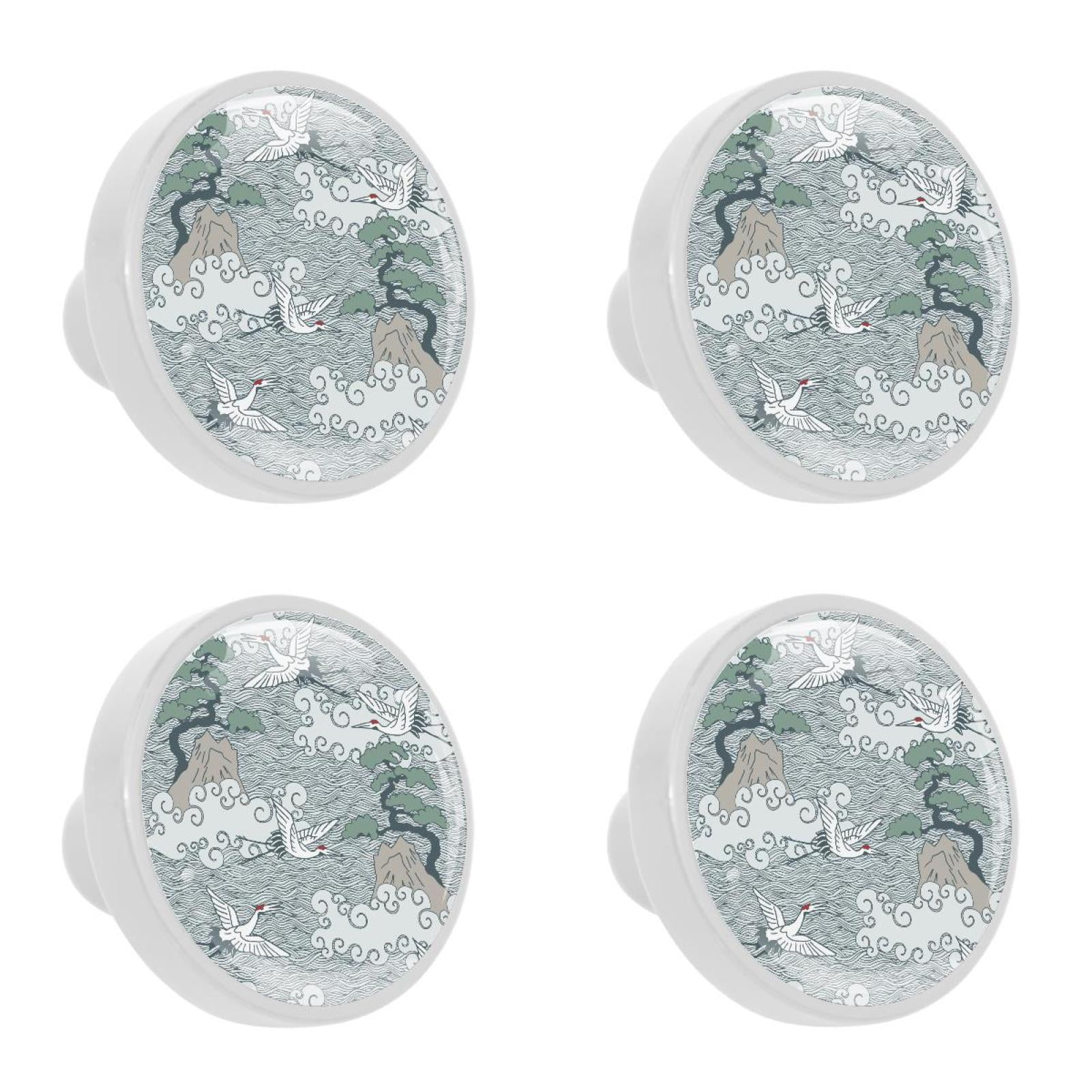 4 Pcs Crane and Pine Knobs for Kitchen Cabinet Cupboard Dresser ...