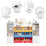 Homfa Kids Toy Cubby Bookcase with 9 Bins, White Storage Organizer ...