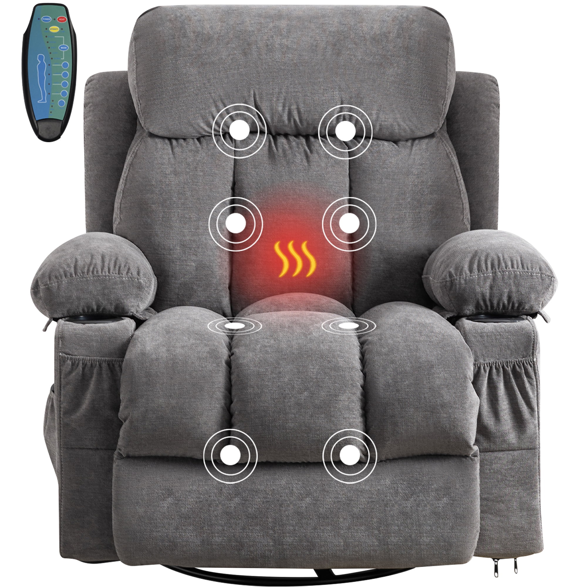Syngar Recliner Chair For Elderly Massage Chair With Usb Cup Holders And Side Pockets Living