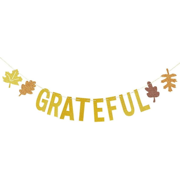 Gold Glittery Grateful Banner for Thanksgiving Holiday Party ...