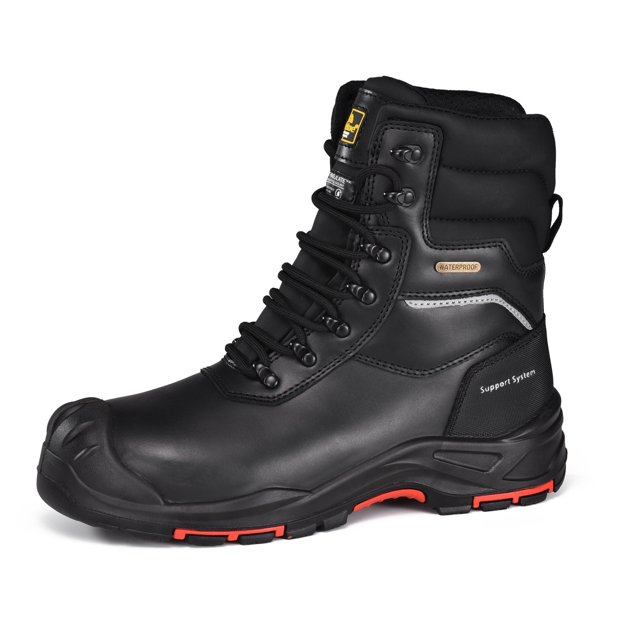 SAFETOE Men's Waterproof Cow Leather Safety Boot 8-inch Composite Toe ...