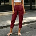 BVnarty Women's High Waist Outdoor Capri Pants, Solid Tone, Elastic ...
