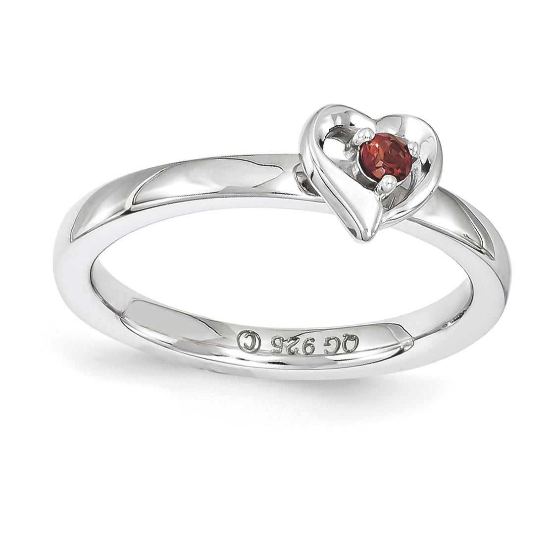 Garnet Sterling Silver Heart Ring - Walmart.com