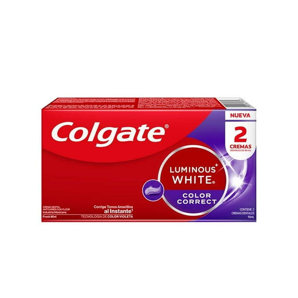Pasta Dental Blanqueadora Colgate Luminous White Color Correct 2 x 90 ...