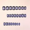 Buy 2 Get 1 Free Glossy Grey Purple Press On Nails Short Square Fake ...