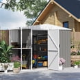 8 x 4ft Outdoor Garden Shed, Metal Shed with Air Vents and Lock for ...
