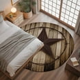 4Ft Round Rug, Western Star Retro Non-Skid Rubber Backing Large Area ...