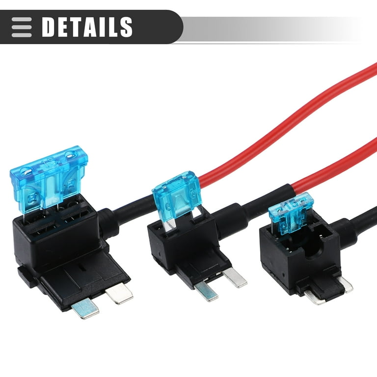 3 Pieces 12V Fuse Tap, Micro 3 Pin 16AWG Car Adding A Circuit Adapter ...