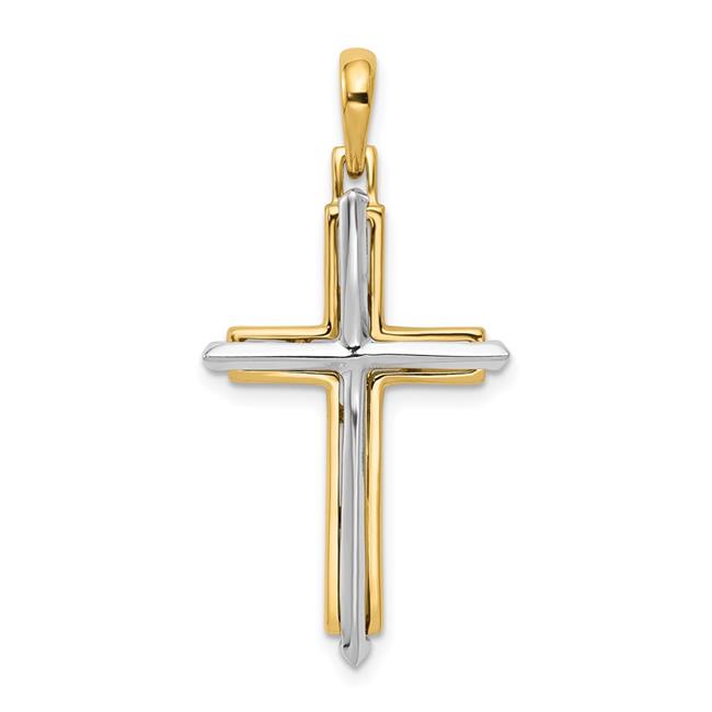 Finest Gold 14K Two-tone Fancy Cross Pendant - Walmart.com