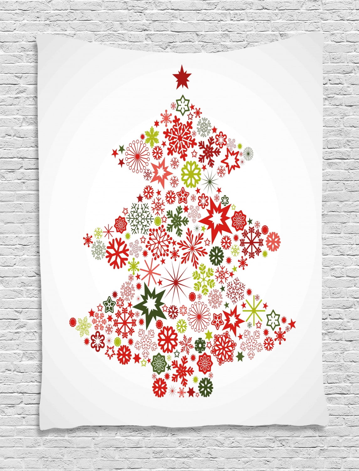 Christmas Tree Tapestry, High Detailed Motifs Snowflakes Woods, Wall ...