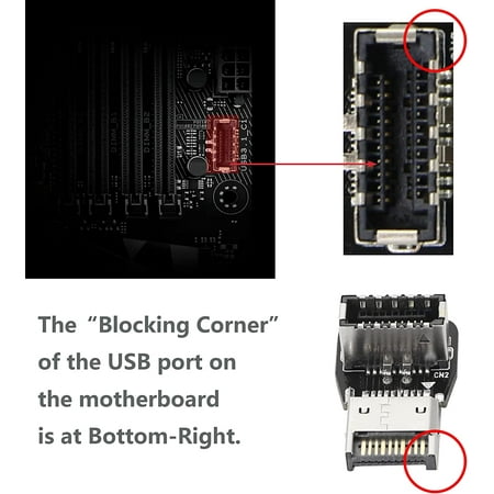 90 Degree USB Type E Adapter, Down Angle USB 3.2 Type E Male to Female ...