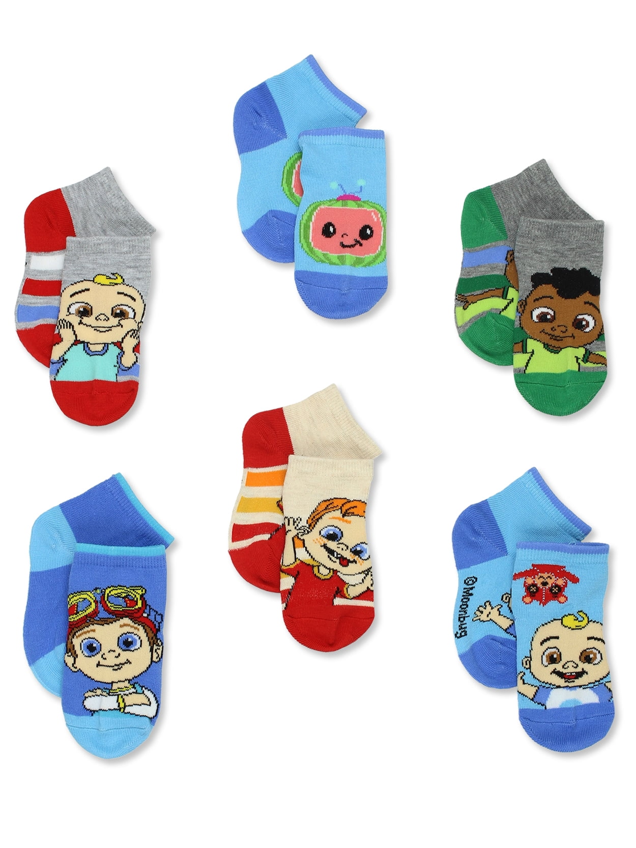 Cocomelon Toddler 6 Pack Quarter Socks JH030EQSYT - Walmart.com