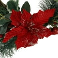 Noble House Wallsten Artificial Eucalyptus Half Wreath with Poinsettia and Berries, Green and ...