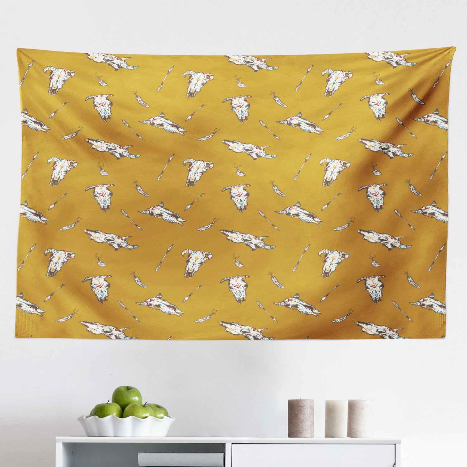 Rodeo Tapestry, Cowboy Hat with Flower Wreath Simplistic Traditional ...