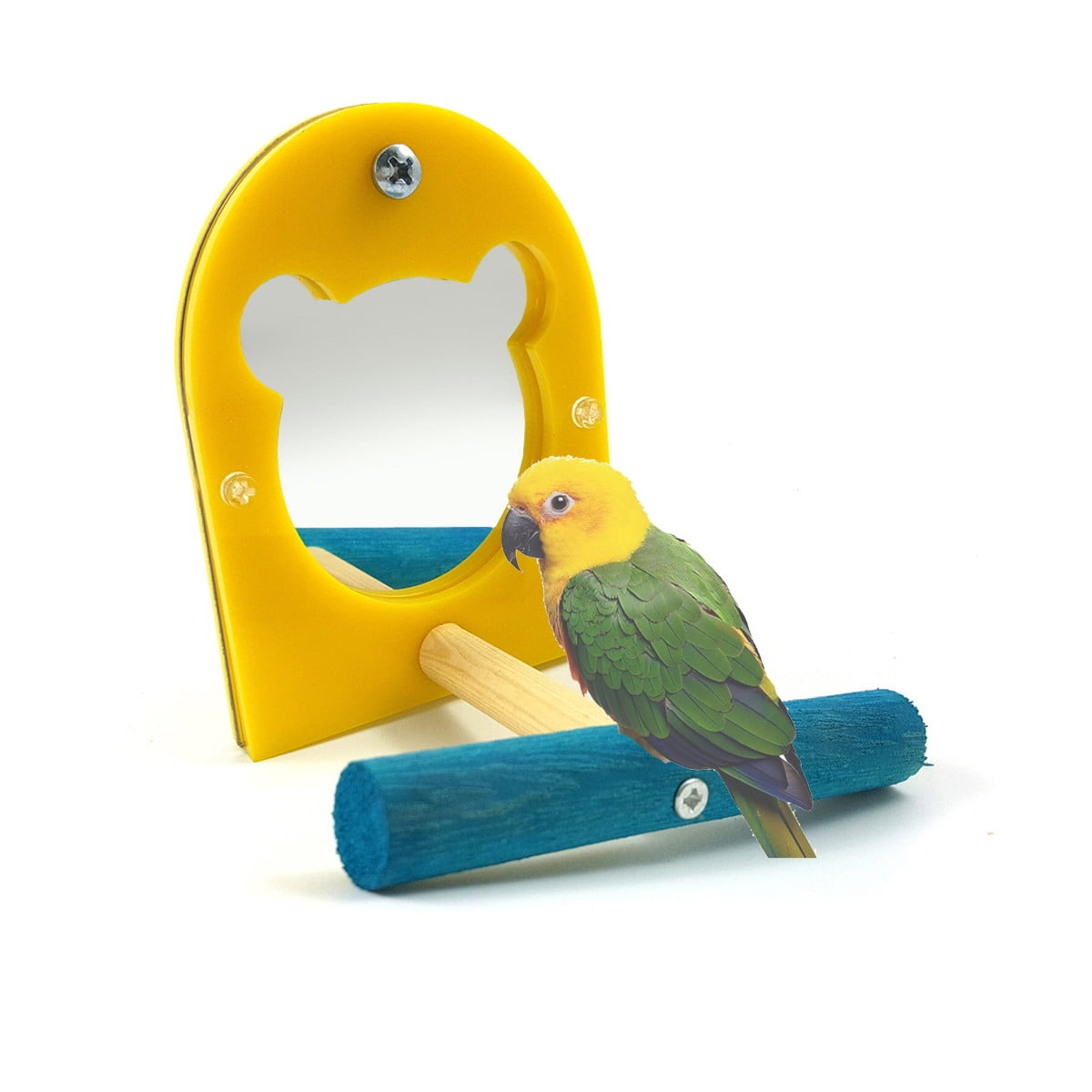 Meidiya Bird Mirror Toy with Perch Stand,Cartoon Shaped Mirror Parrot ...