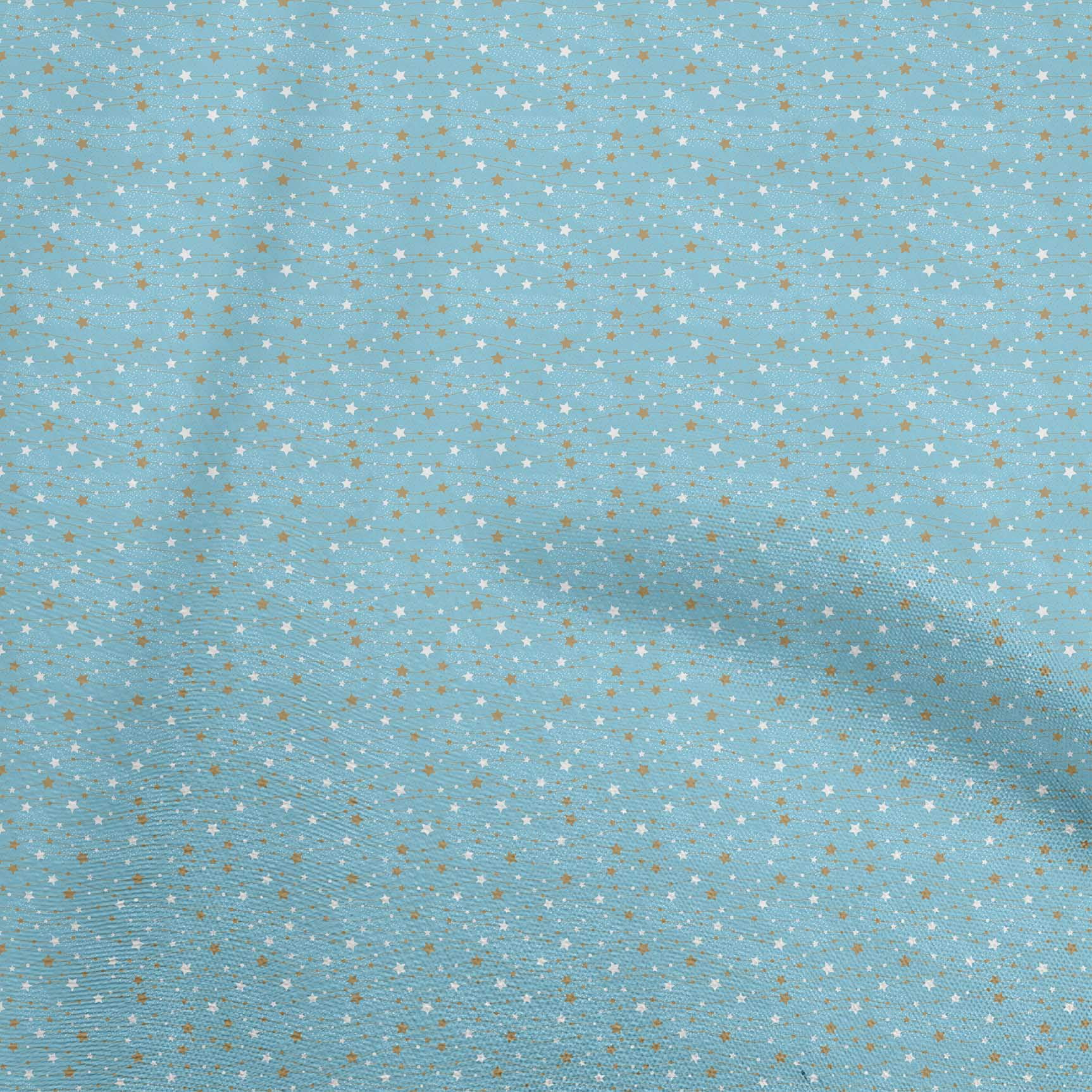 oneOone Viscose Jersey Baby Blue Fabric Galaxy Star Dress Material ...