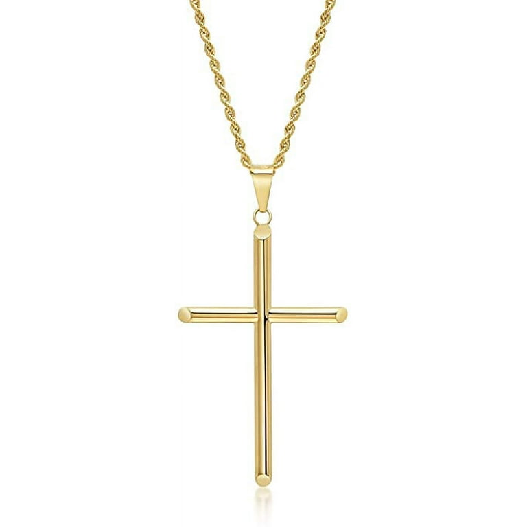 Gold Rope Chain For Men With Cross
