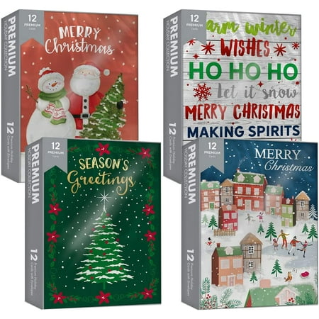 Papercraft (48 Pack) Boxed Christmas Cards Deluxe Bulk Assortment ...