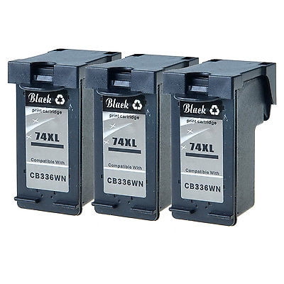 HP Compatible 74XL Black Ink Cartridge (High Capacity of HP 74) 3 Pack ...