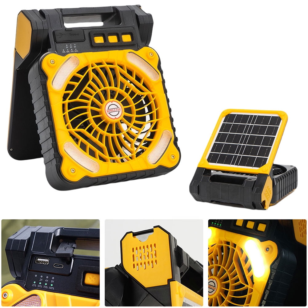Ventilador Eléctrico Solar Portátil Ventiladores Solares () Amarillo ...