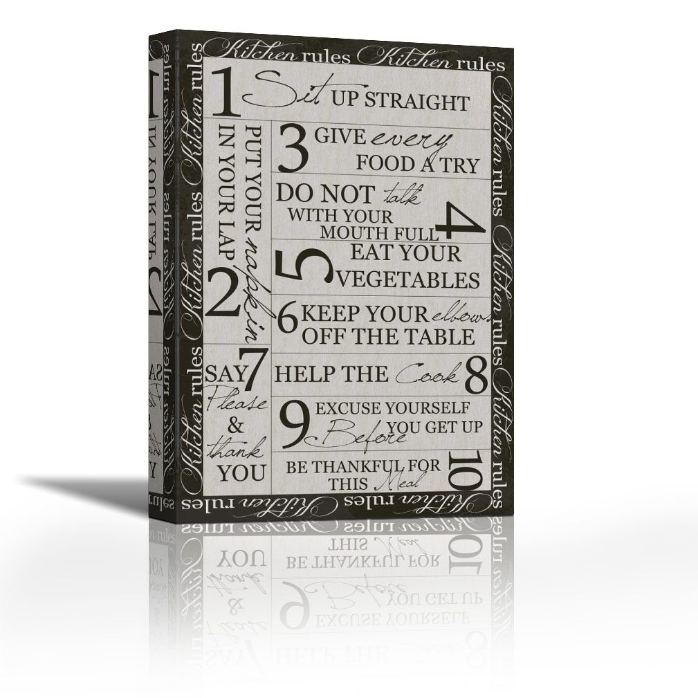 Kitchen Rules-Border-Brown Text - Contemporary Fine Art Giclee on ...