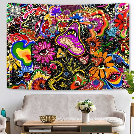 Wall Tapestry Mushroom Tapestry Fantasy Plant Tapestry Trippy Wall ...