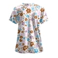 COMVALUE Scrubs Women V Neck Short Sleeve Printed Tops Cartoon Pattern ...