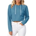 Chbgutlmr Hoodies for Women Drawstring Long Sleeve Keyhole Back Crop ...