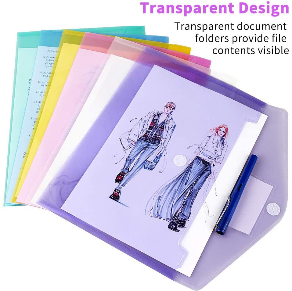 Buy Hook & Loop 10 Pack Clear Plastic Envelopes with Snap Closure Poly ...