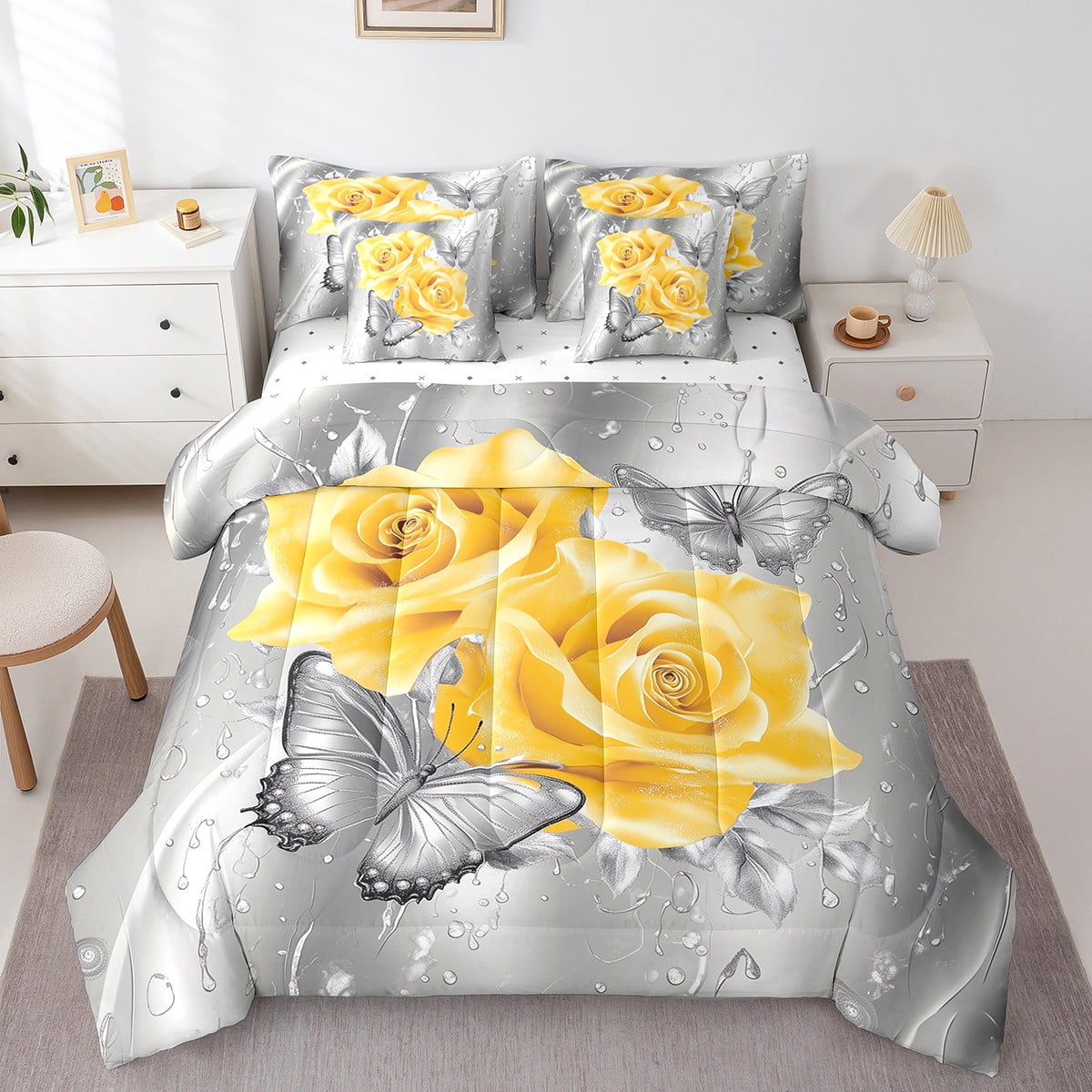 Click here for Erosebridal Rose 7 Pcs Comforter Set Full Size Bed... prices