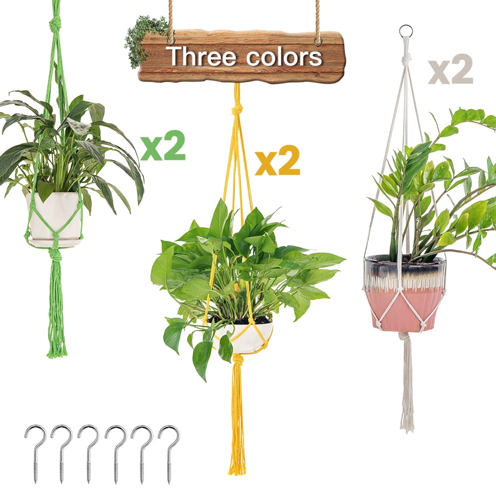 GOWINSEE 6 Pack Plant Hangers, Indoor Outdoor Plant Pot Hangers ...