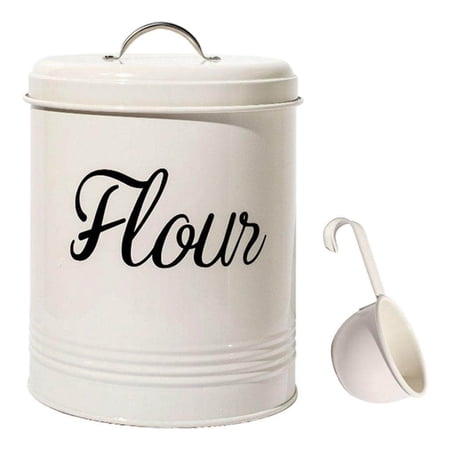 facefd Rustic Metal Vintage Food Flour Storage Tin Jar Box 5L Container ...
