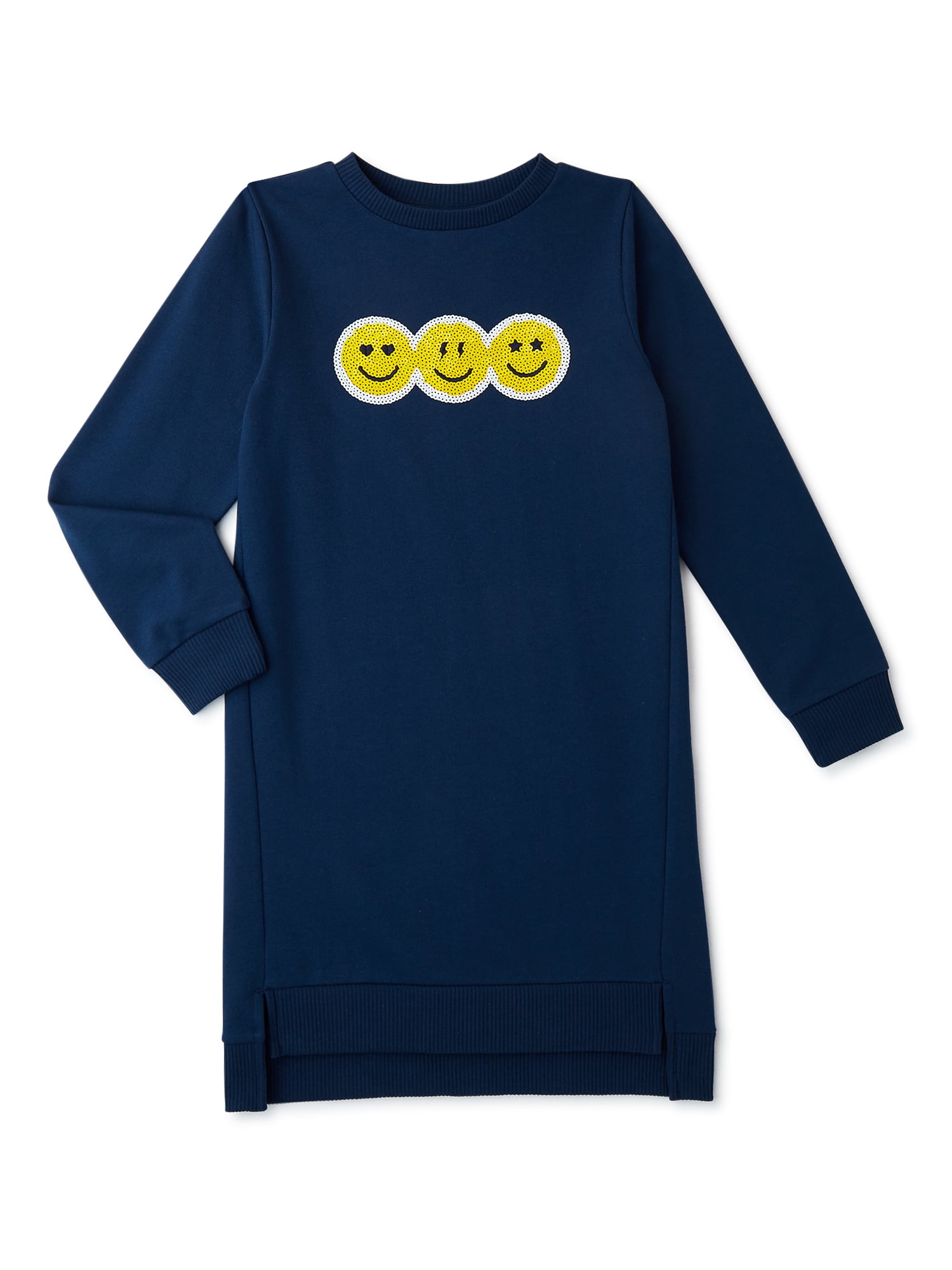 Wonder Nation Girls Long Sleeve Sweatshirt Dress, Sizes 4-18 & Plus ...