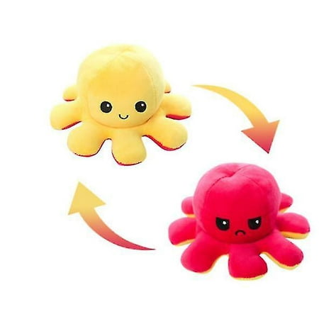 Plush Octopus Reversible Cute Flip Soft Toy Gift Happy Sad Pink ...