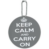 Keep Calm and Carry On Gray Round Luggage ID Tag Card for Suitcase or ...