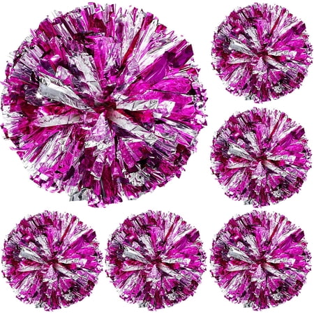 densenon 6 Pieces 12 Inch Metallic Cheerleading Pom Poms for Kids ...