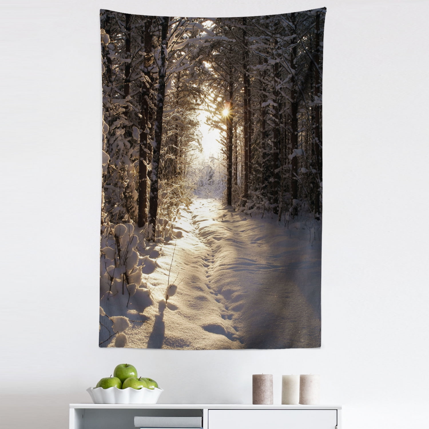 Winter Tapestry, Christmas Season with Snow and Frozen Forest Sun Rays ...