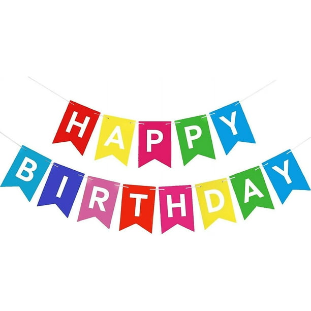 Banderines de feliz cumpleaños, banderines de cumpleaños arcoíris para ...