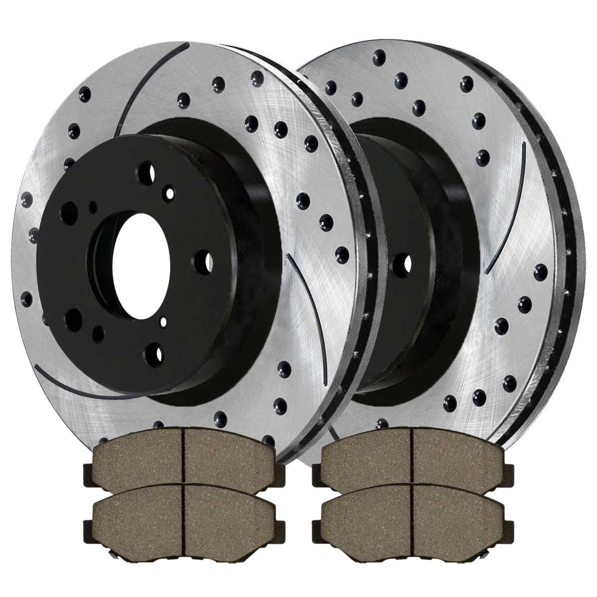 AutoShack Front Drilled Slotted Brake Rotors Black and Performance ...