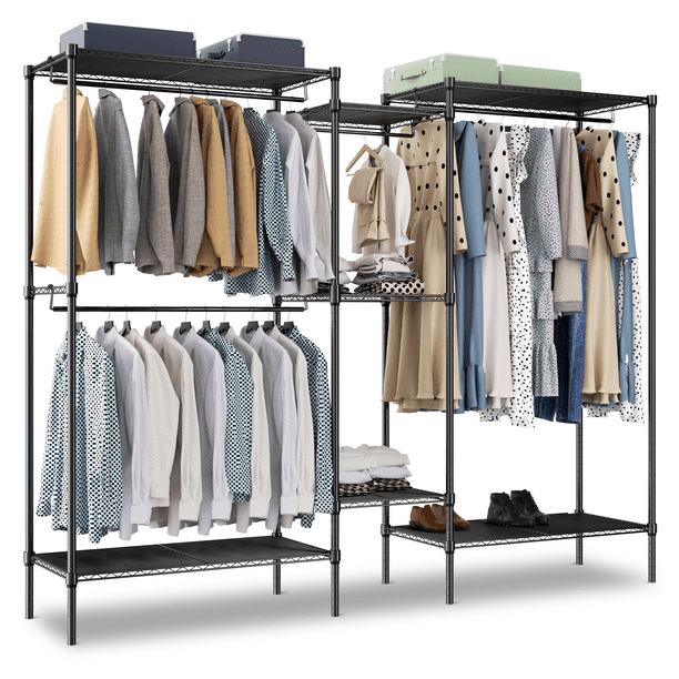 MoNiBloom Clothes Rack Heavy Duty Clothing Rack for Hanging Clothes ...